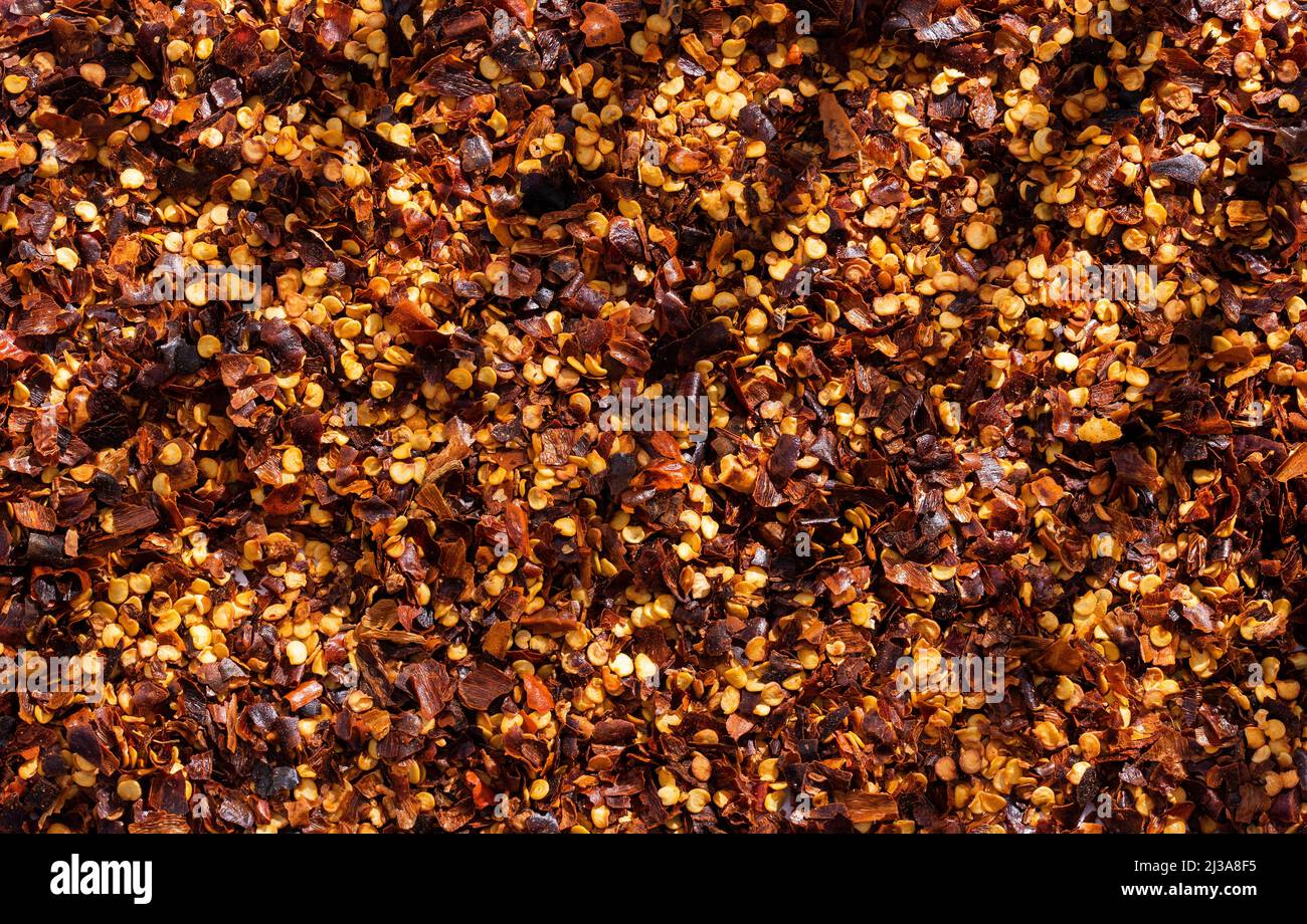 Crushed red pepper, Cayenne pepper - dried chili Stock Photo - Alamy