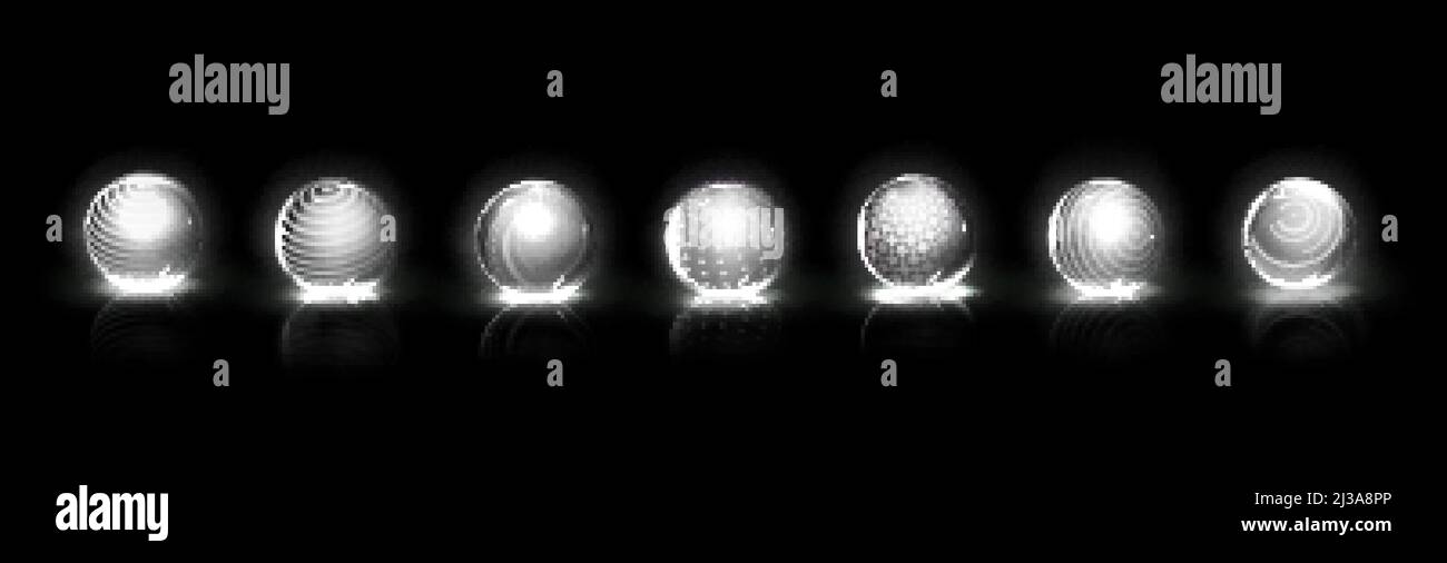 Energy bubble shields, shiny protection force fields. Vector realistic ...