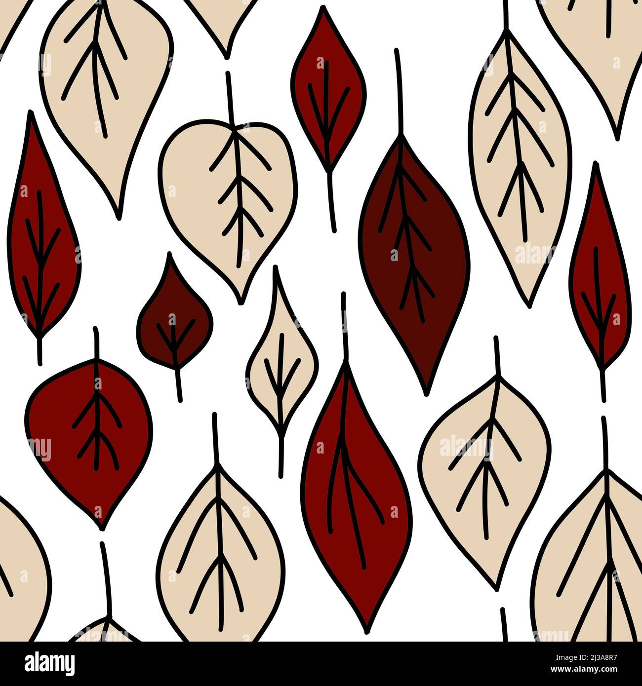 Hand drawn seamless floral pattern with burgundy marsala flowers on ...