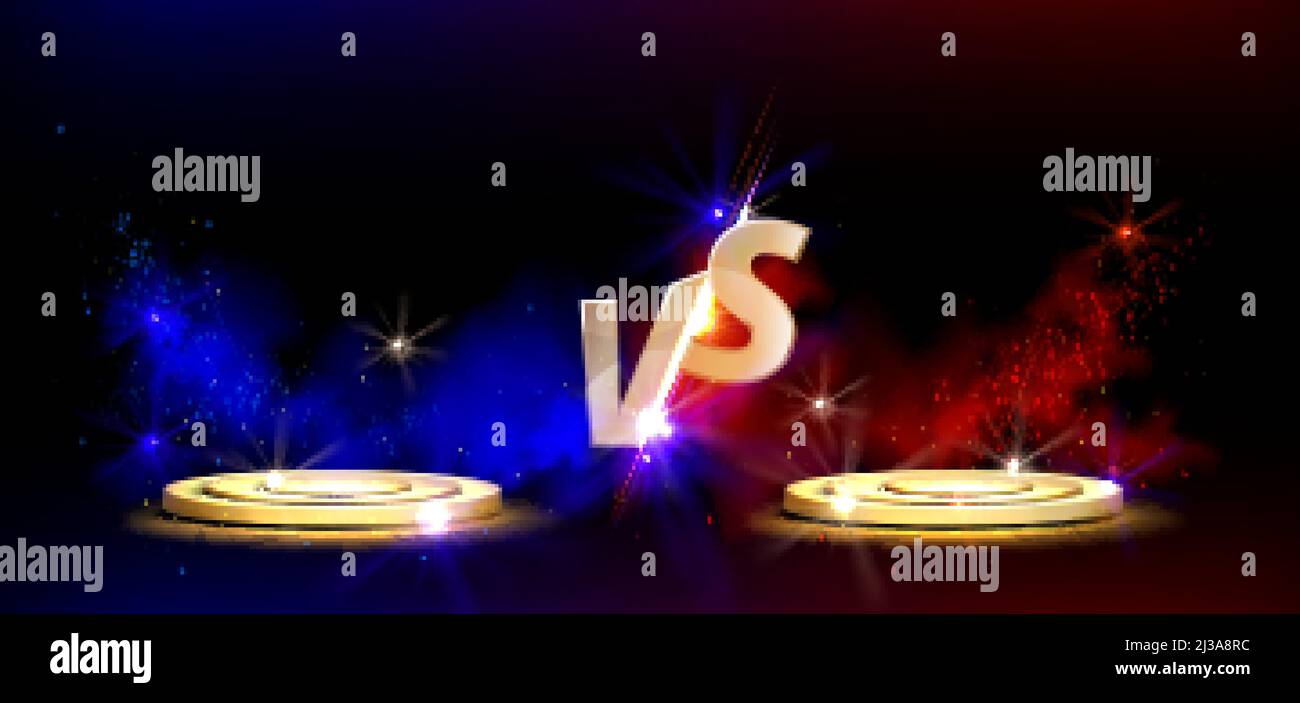 Versus screen design with golden podiums for game battles, sport ...