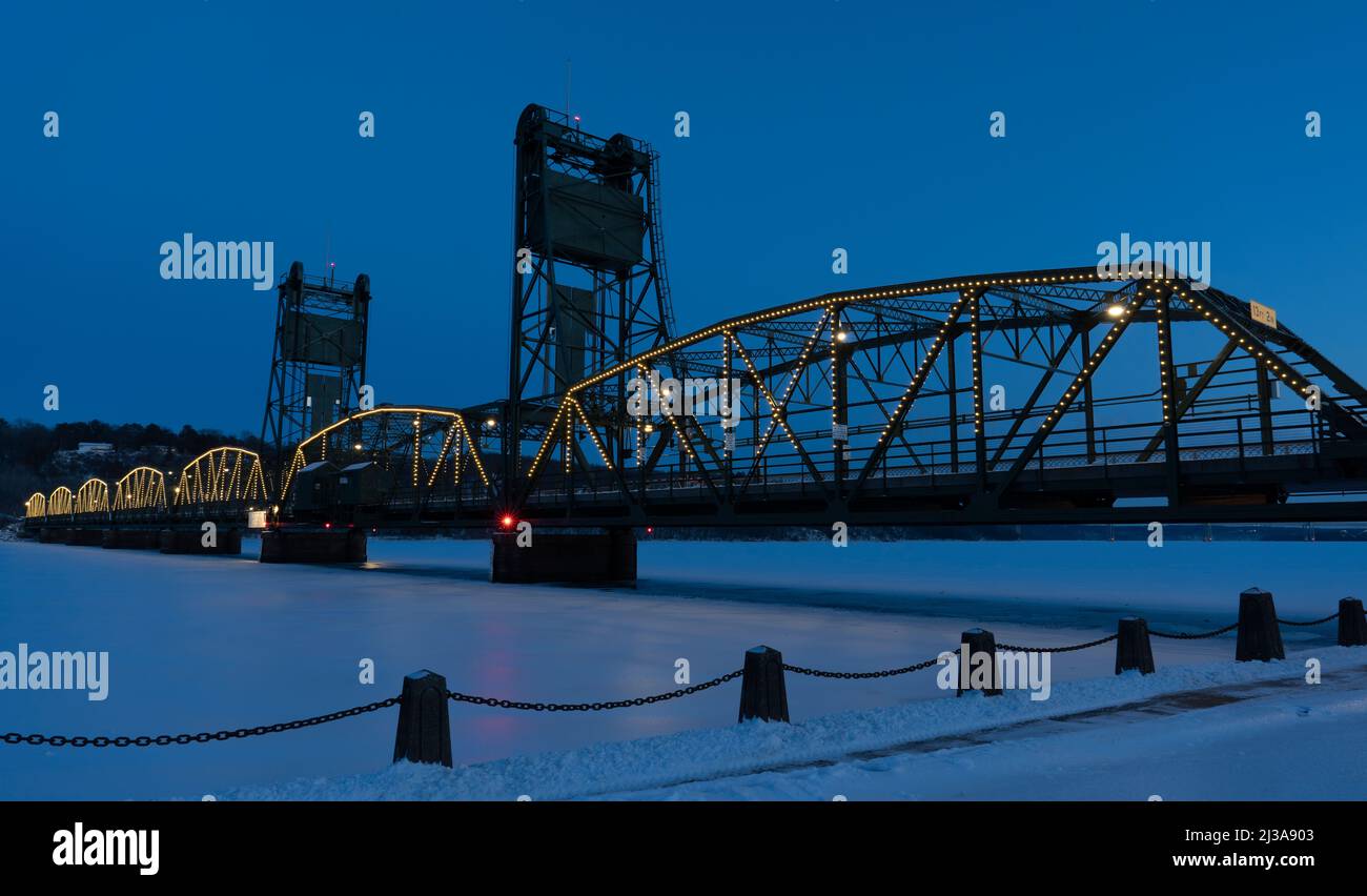 The historic lift bridge across the Saint Croix River in Stillwater ...