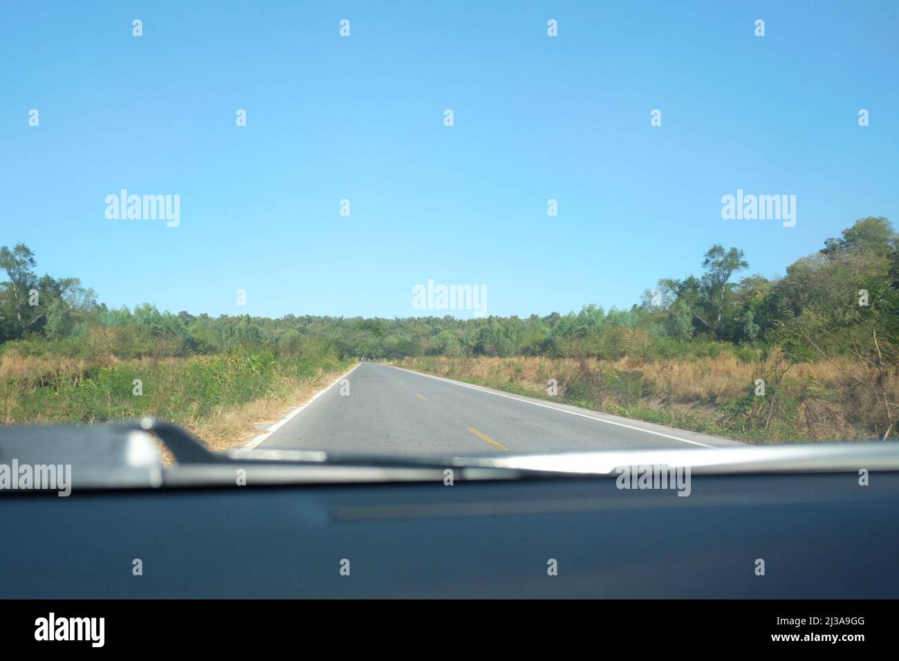 Interior view of an empty road and countryside, For design in your work ...
