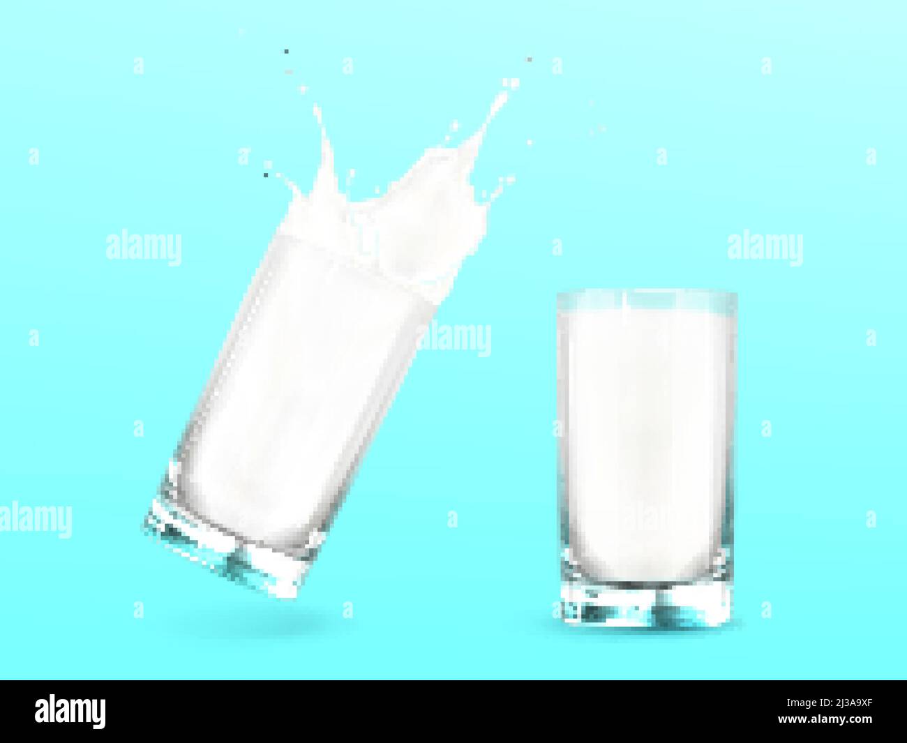 Milk in glass with splash. White dairy drink in transparent cup ...