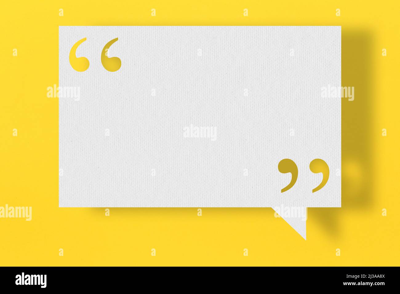 Empty white note paper floating on yellow art paper background and have ...