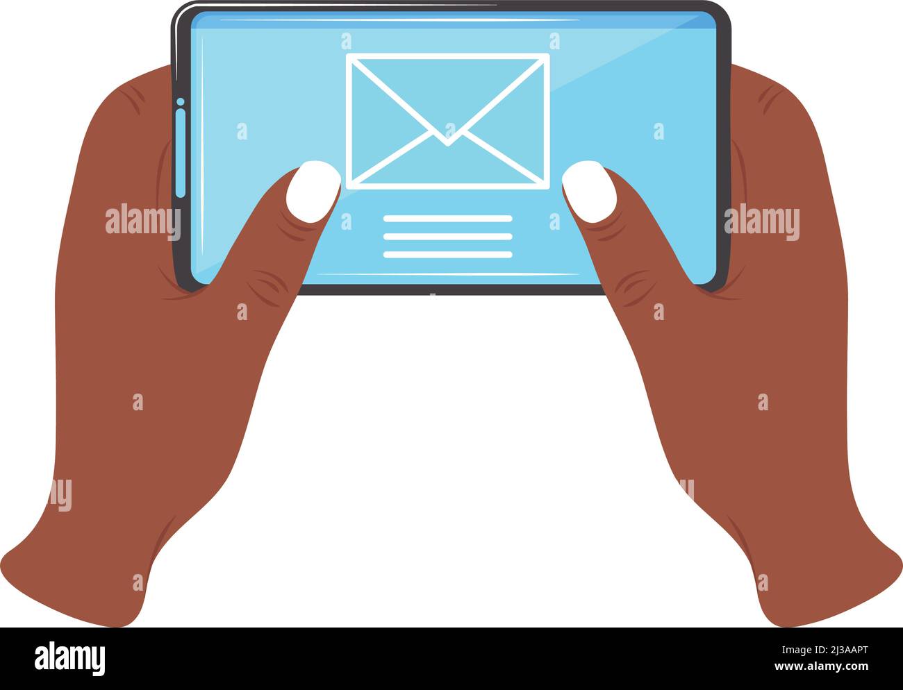 hands with phone sending email Stock Vector Image & Art - Alamy