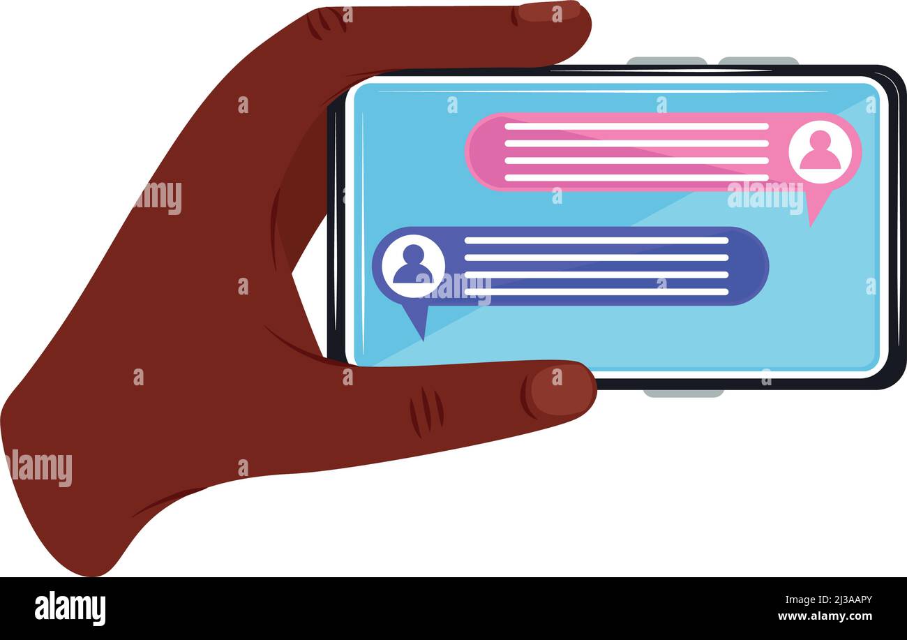 hand showing chat screen Stock Vector Image & Art - Alamy