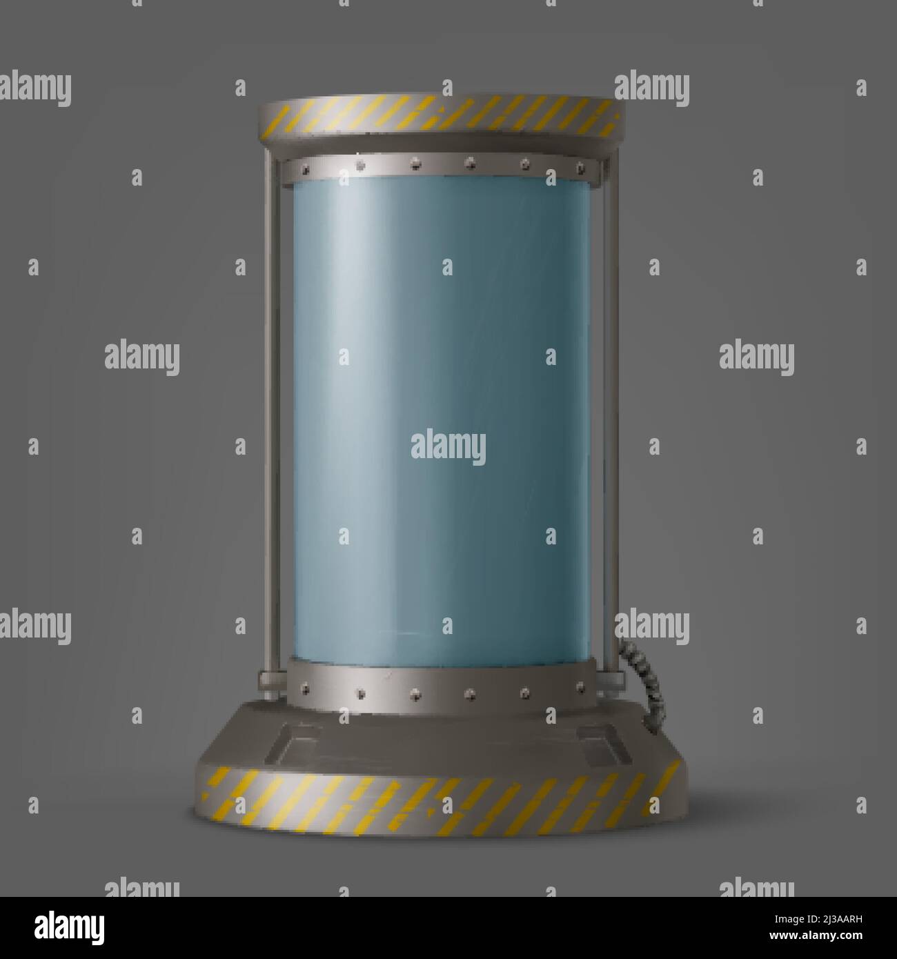 Cryonics capsule, futuristic container with glass tube and cryogenic ...