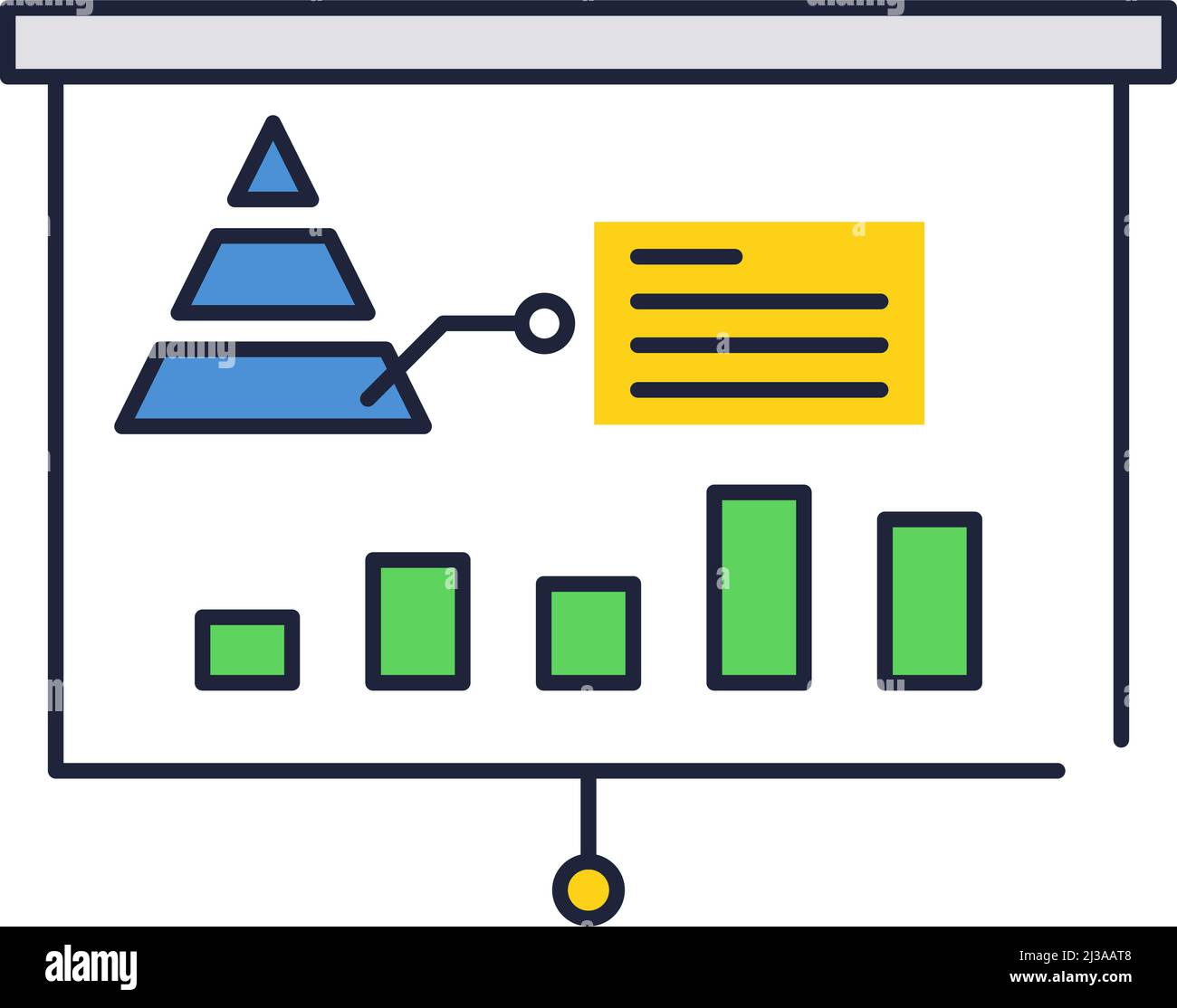 Business vision icon graph and chart vector. Pyramid and bar diagram ...