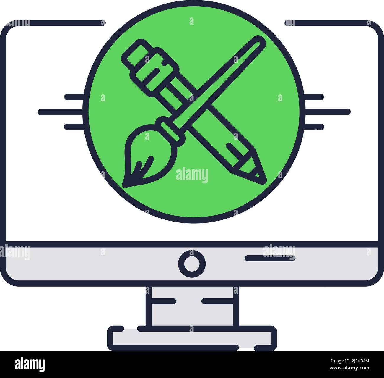 Web design icon. Vector creative graphic laptop computer with pencil ...