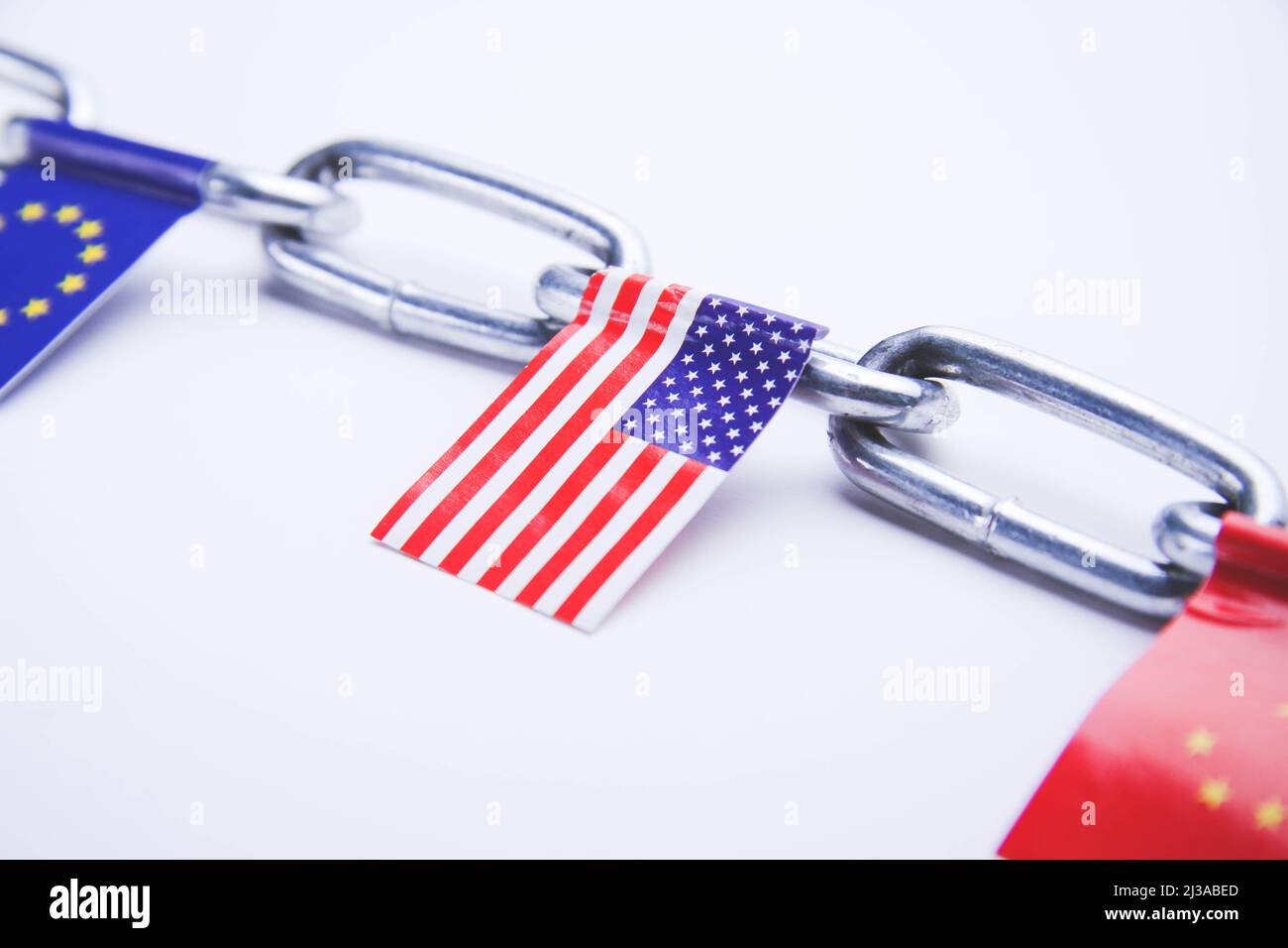 Country flags on a chain. Sanctioned countries. Closed countries ...