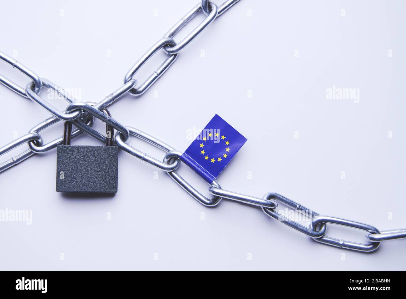 Flag of the European Union. Import and export ban. Closed borders ...