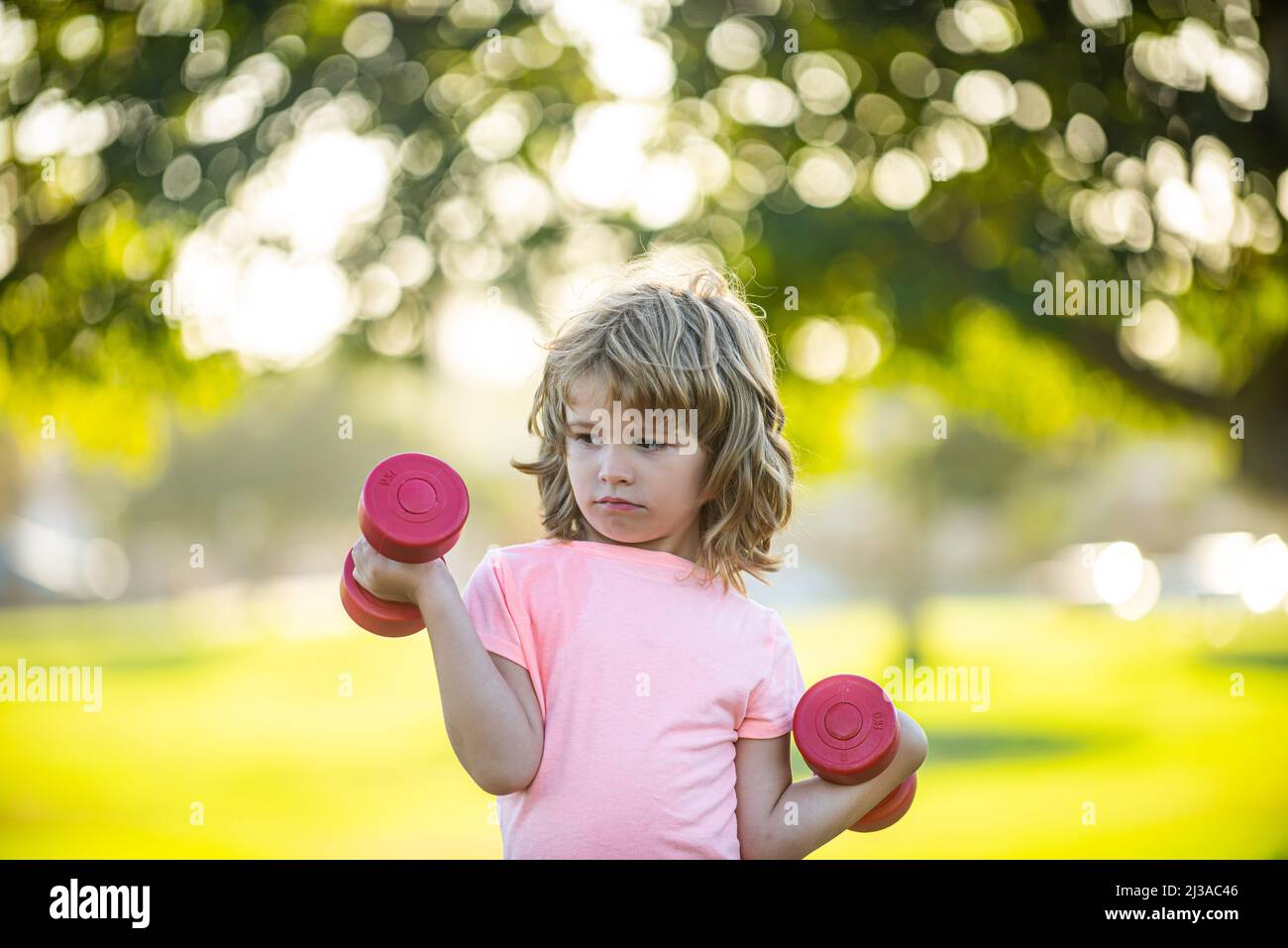 Happy kids sports exercises hi-res stock photography and images - Alamy