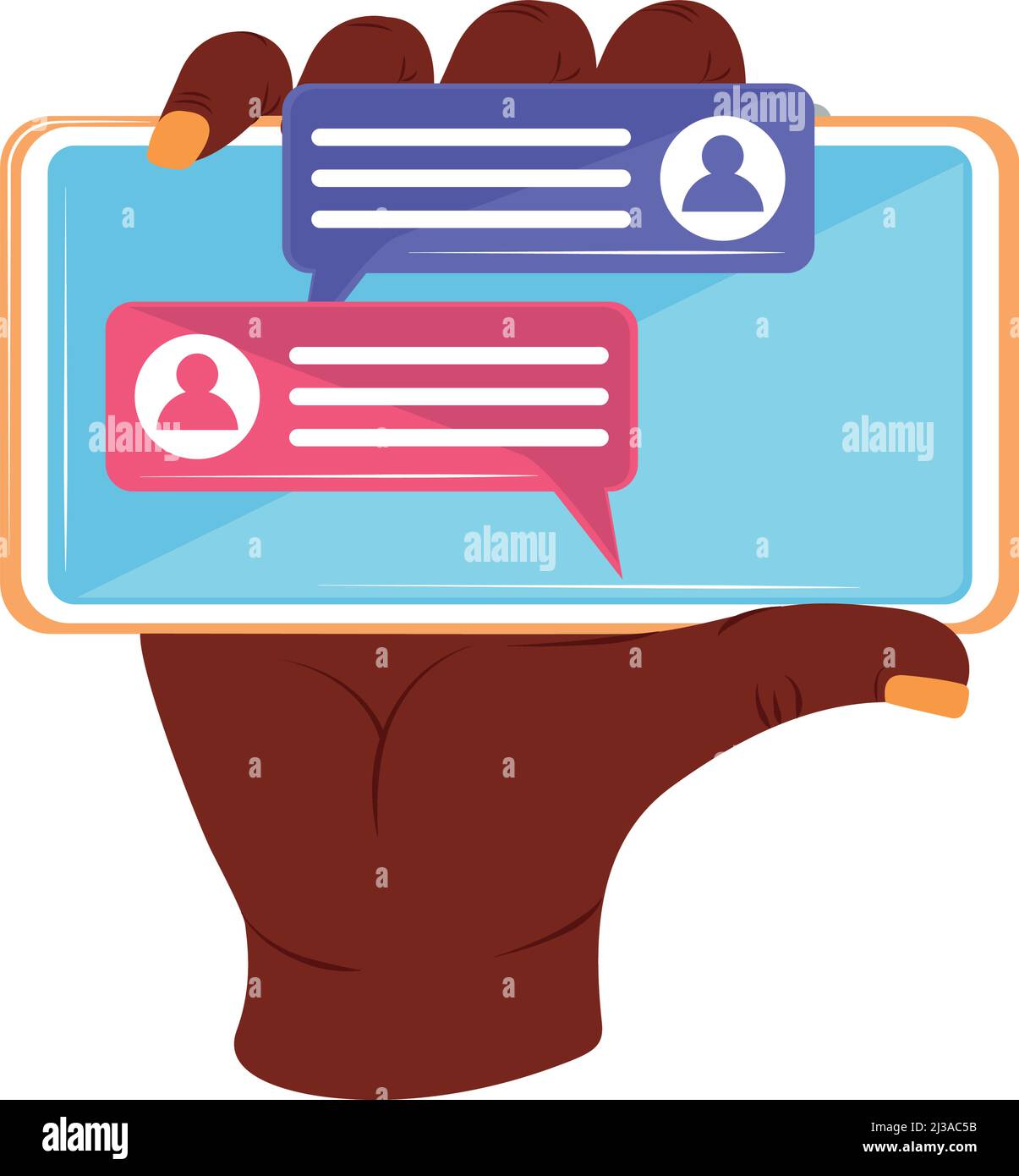 hand with screen chat Stock Vector Image & Art - Alamy