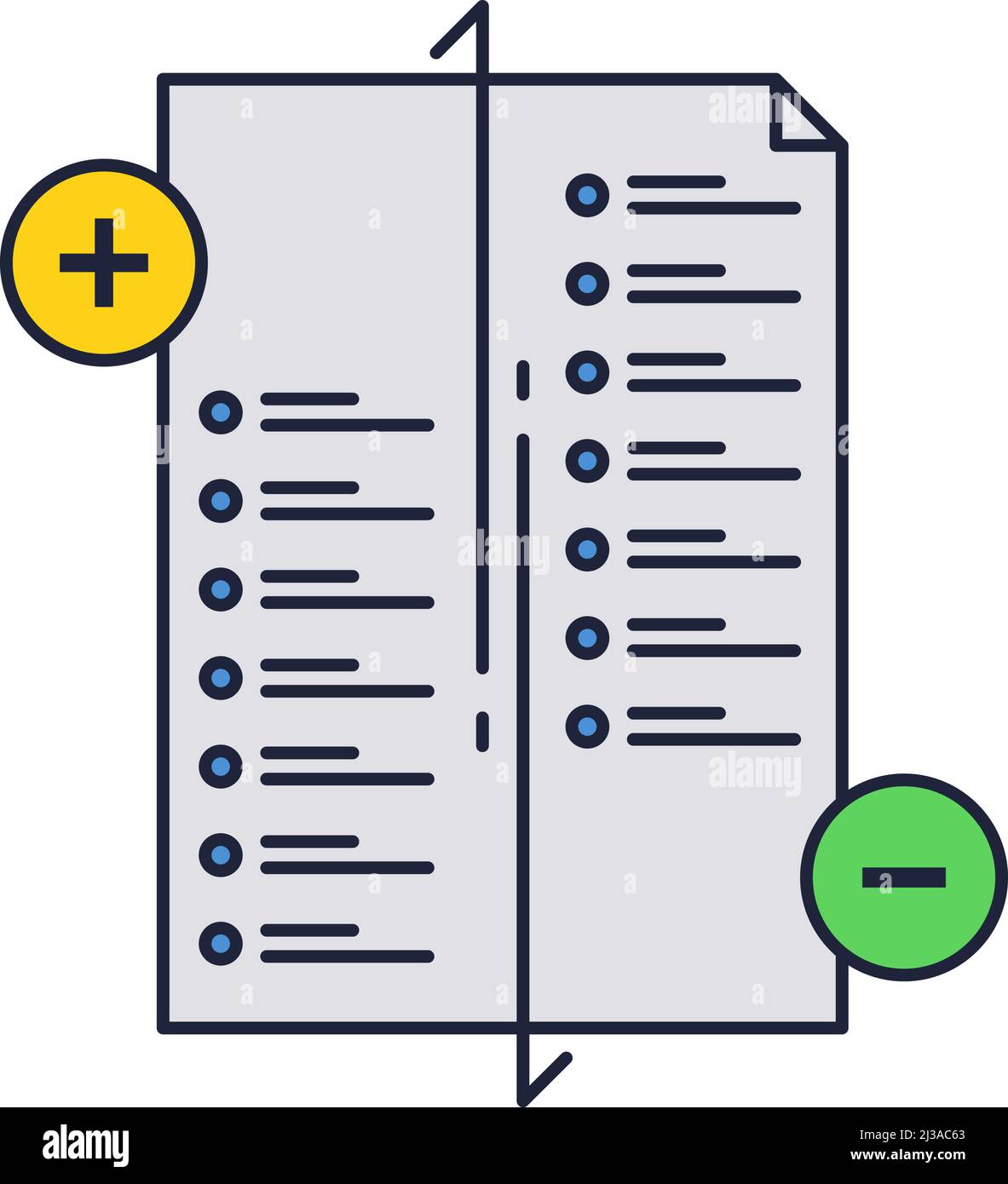 Pros and cons assessment analysis icon vector. Simple concept for ...
