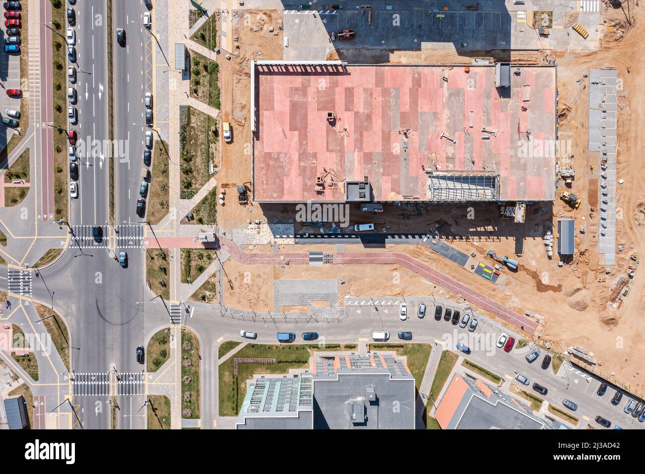 aerial top view of modern city infrastructure, development of new ...