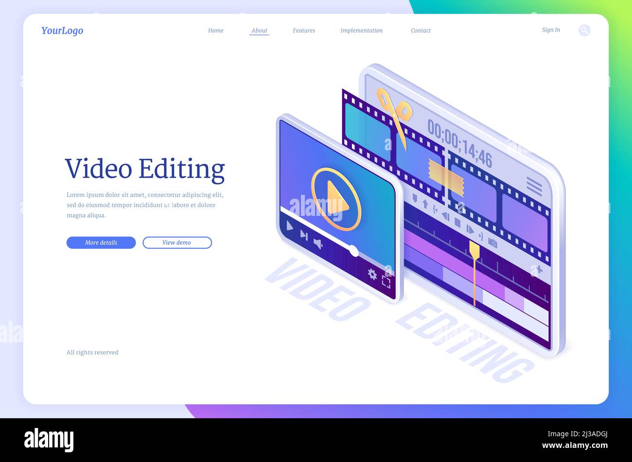 Video editing banner. Software for montage movie, application for edit ...