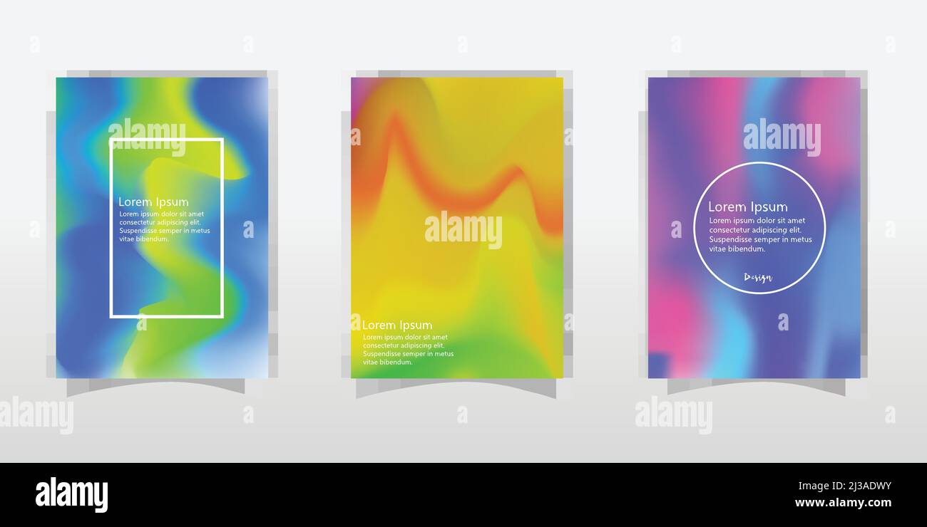 Holographic poster set. Abstract backgrounds. Futuristic holographic ...