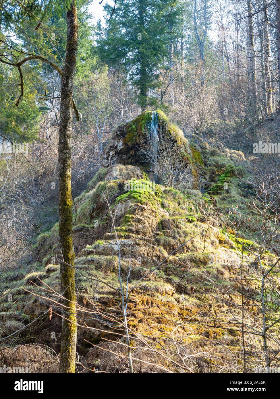 The waterfall of Tuefels Chilen in the hills around Zurich, Switzerland ...