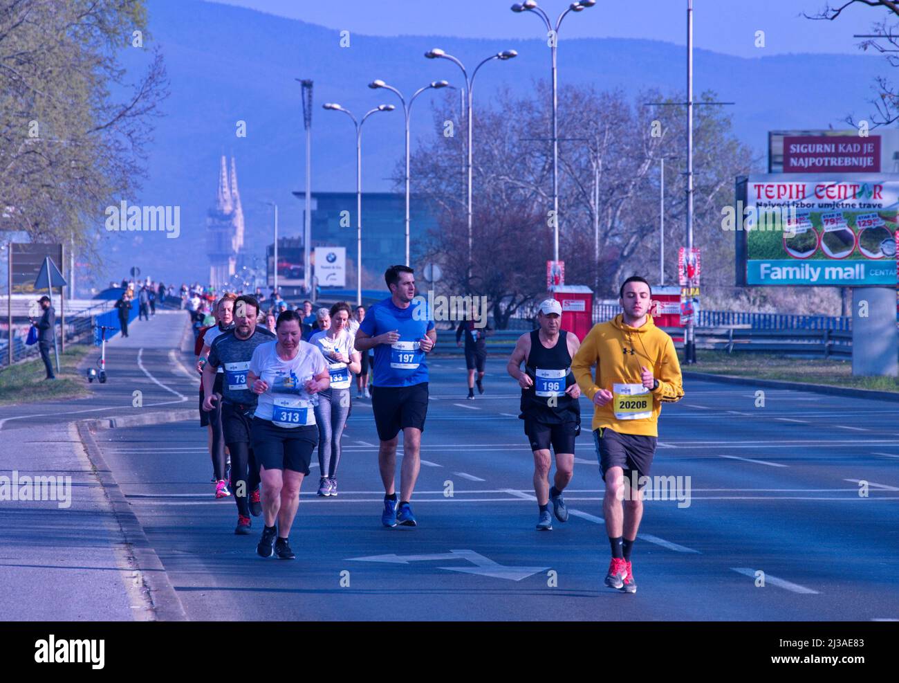 People running Zagreb spring half marathon Stock Photo - Alamy