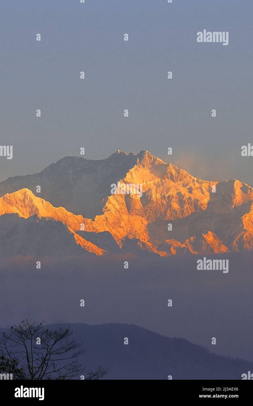majestic and beautiful mount kangchenjunga during sunrise from ...