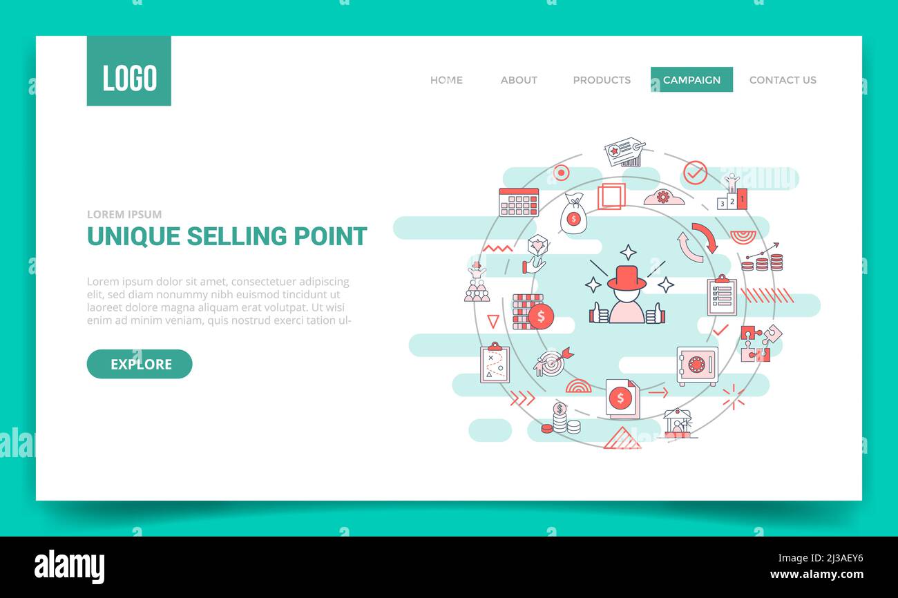 usp unique selling point concept with circle icon for website template ...