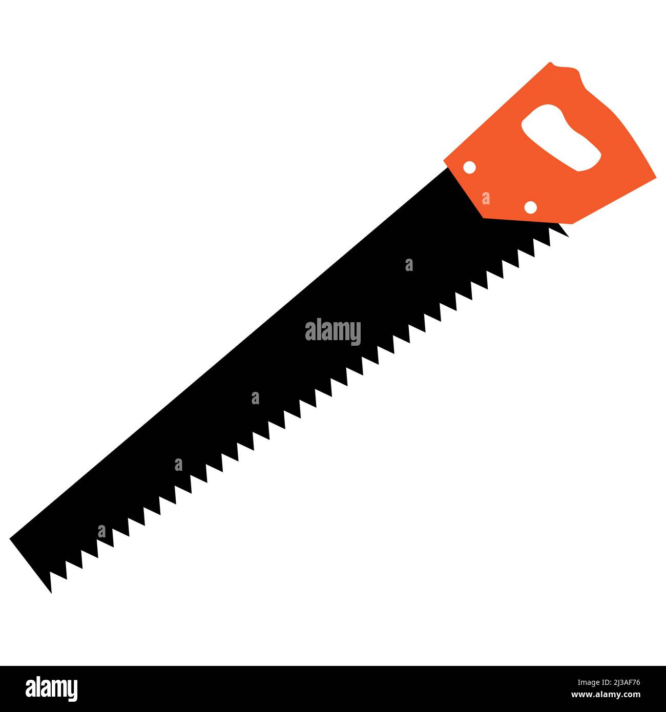 metal hand saw with orange handle on white background. carpenter symbol ...
