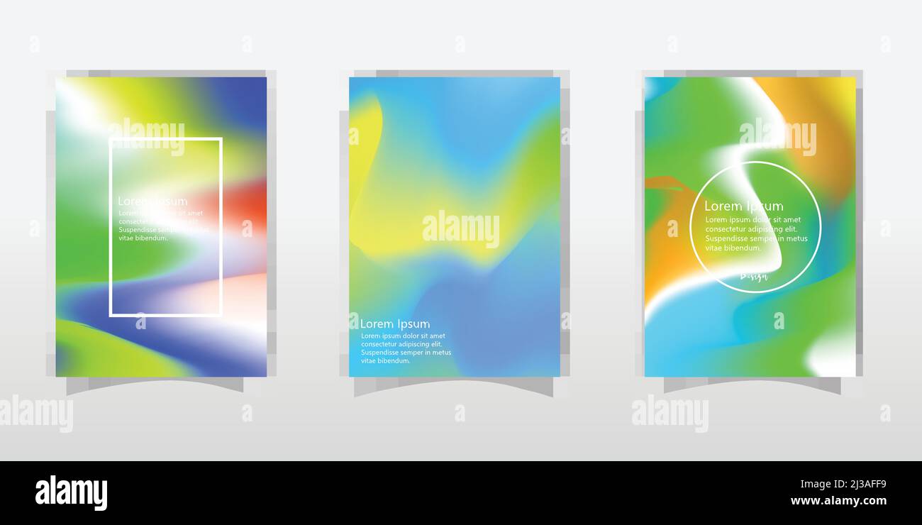 Set of poster with color vibrant gradient background. Trendy modern ...