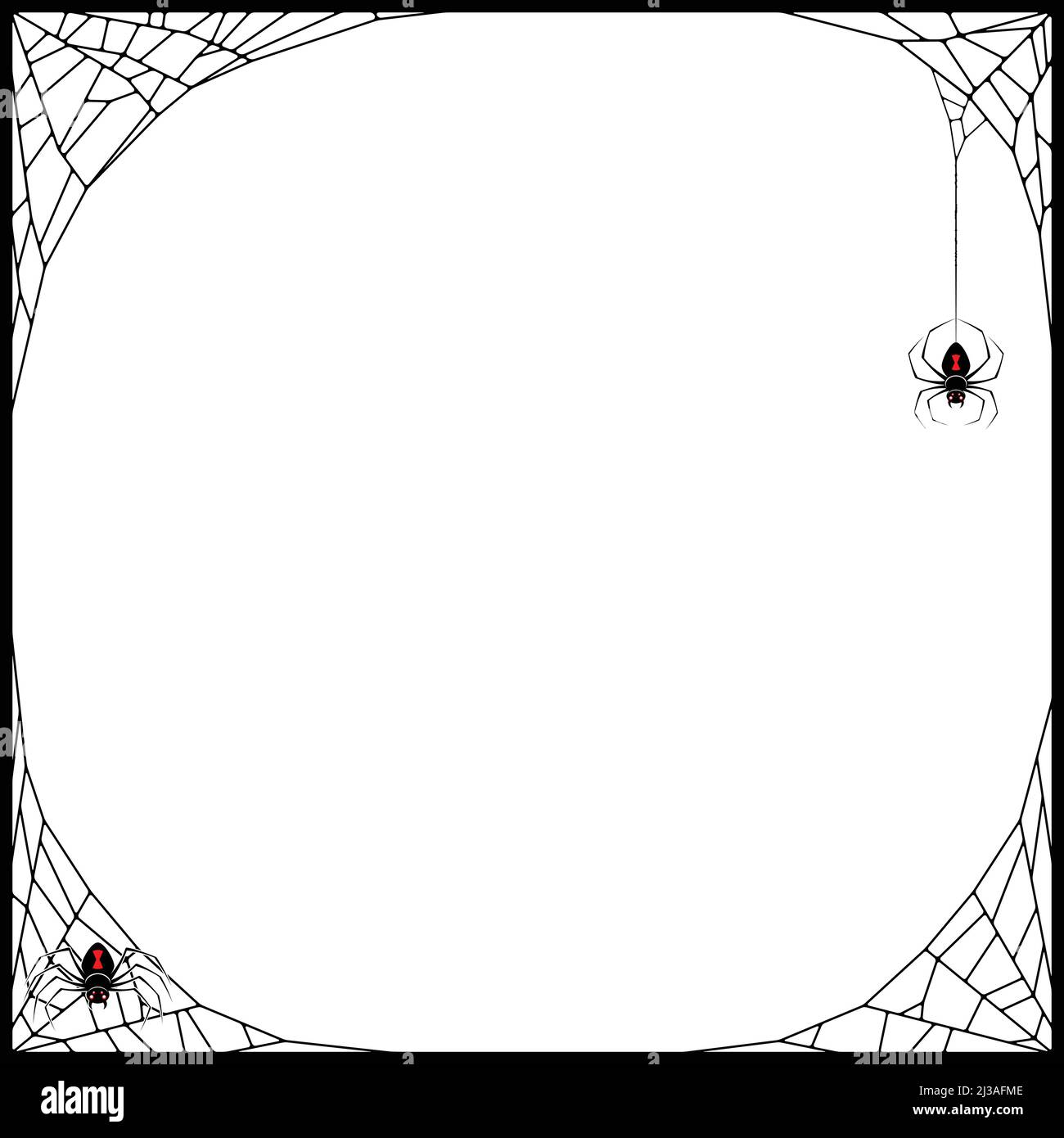 Vector design frame for photo with cobwebs and black widow in halloween ...