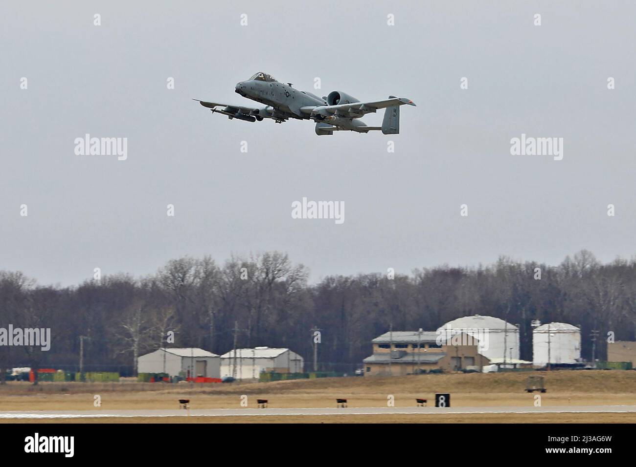 An A-10 Thunderbolt II, from the 107th Fighter Squadron, takes off at ...