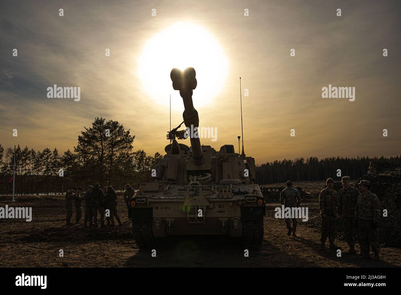 Photo of an M109A6 Paladin howitzer during a static display held to ...