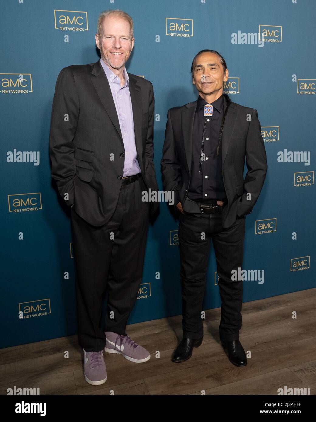 New York, US, on April 6, 2022, Noah Emmerich and Zahn McClarnon attend ...