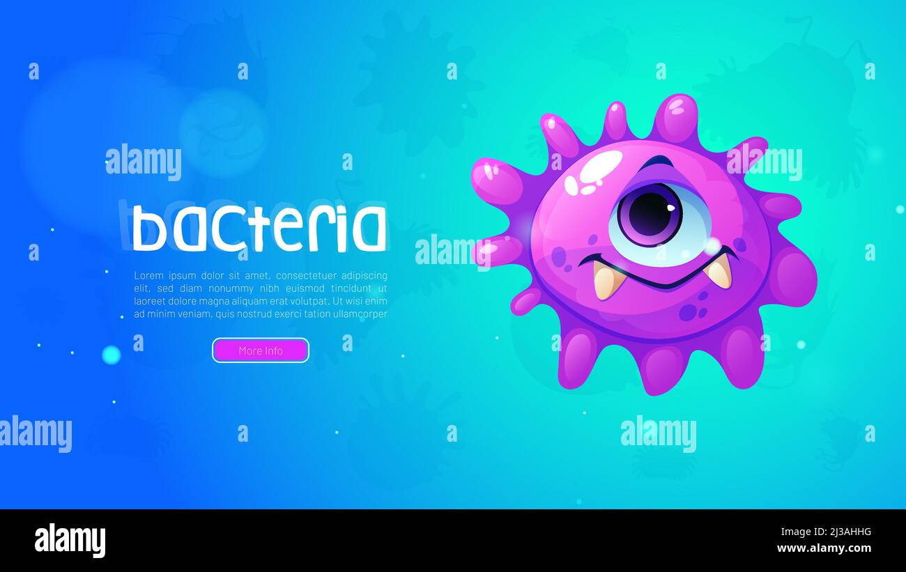 Bacteria cartoon web banner with funny corona virus disease character ...