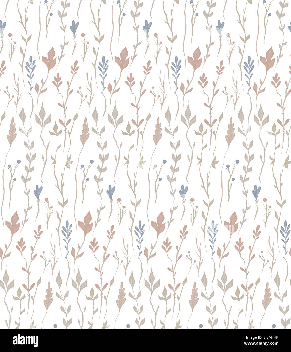 Seamless herbal pattern in pastel colors on white background. Vector ...