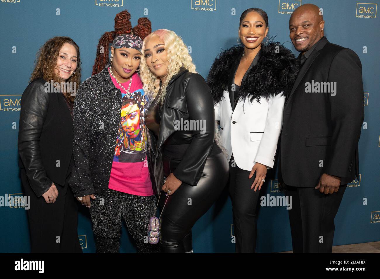 New York, US, on April 6, 2022, (L-R) Guest, Da Brat, Jesseca Dupart ...