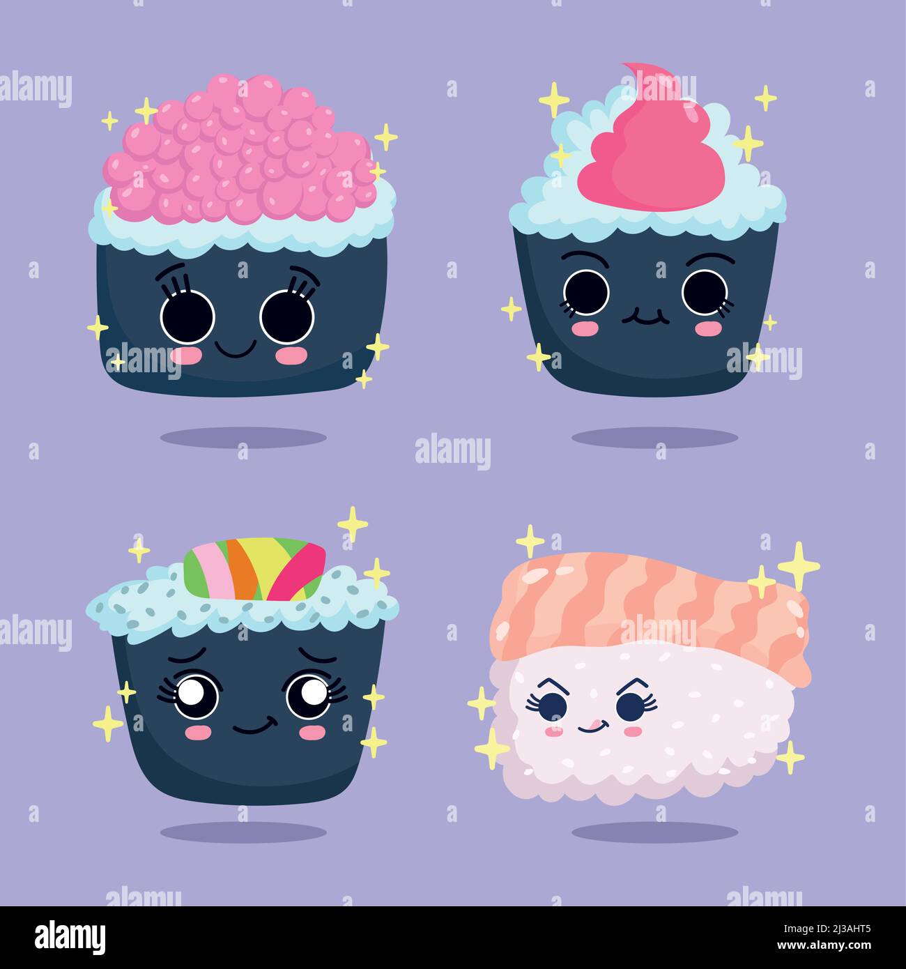 sushi japanese kawaii Stock Vector Image & Art - Alamy