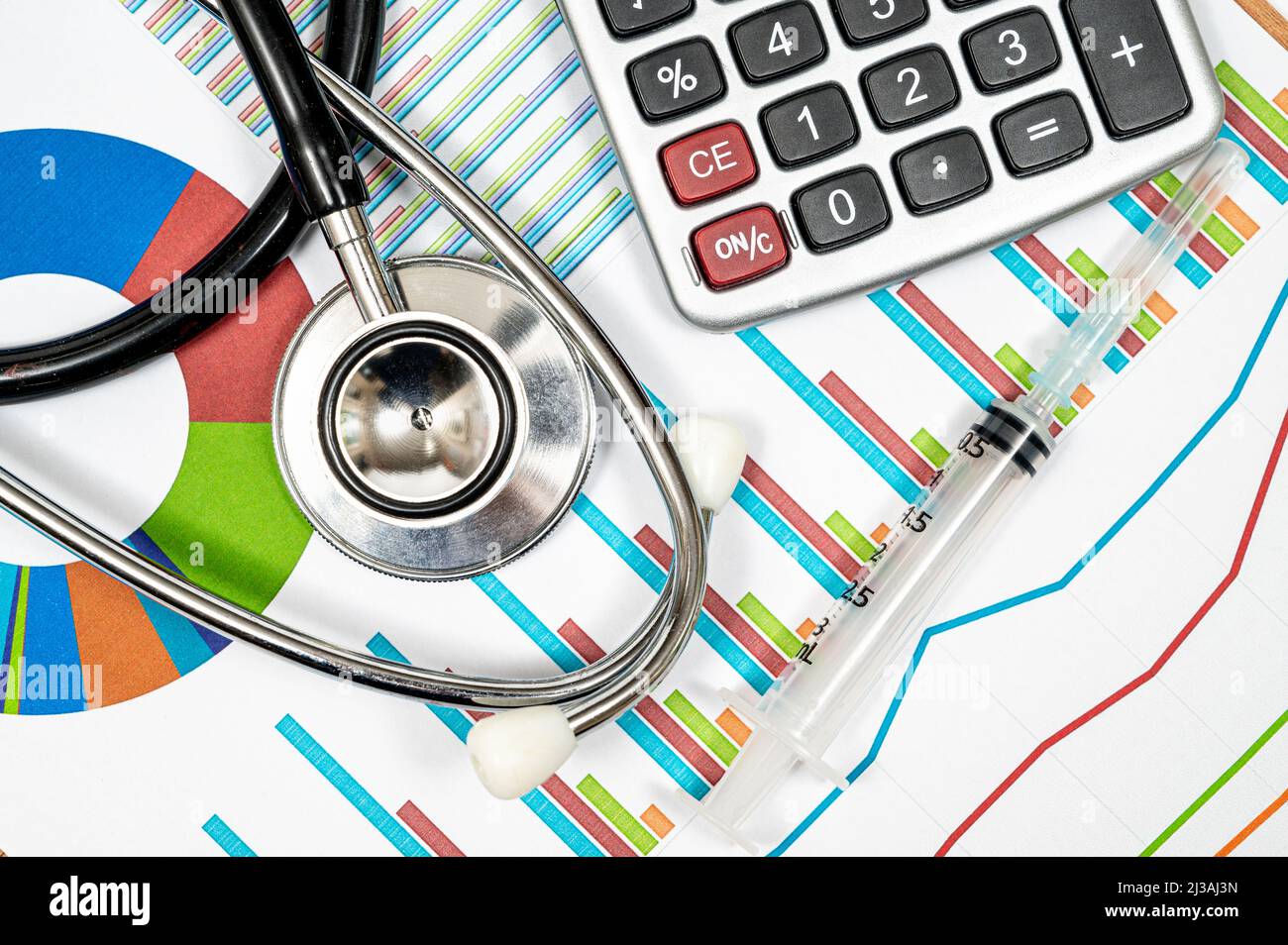 Medical concept background with several types of graphs and a ...