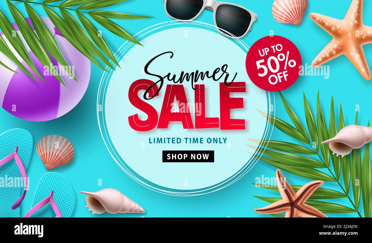 Summer sale vector banner design. Summer sale discount text in circle ...