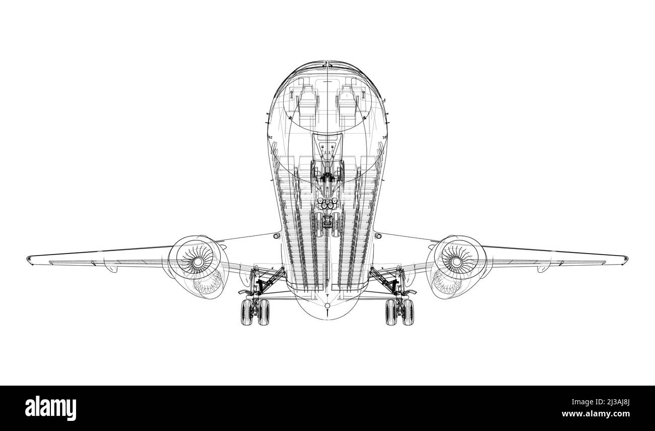 Airplane in wire-frame style. Vector Stock Vector Image & Art - Alamy