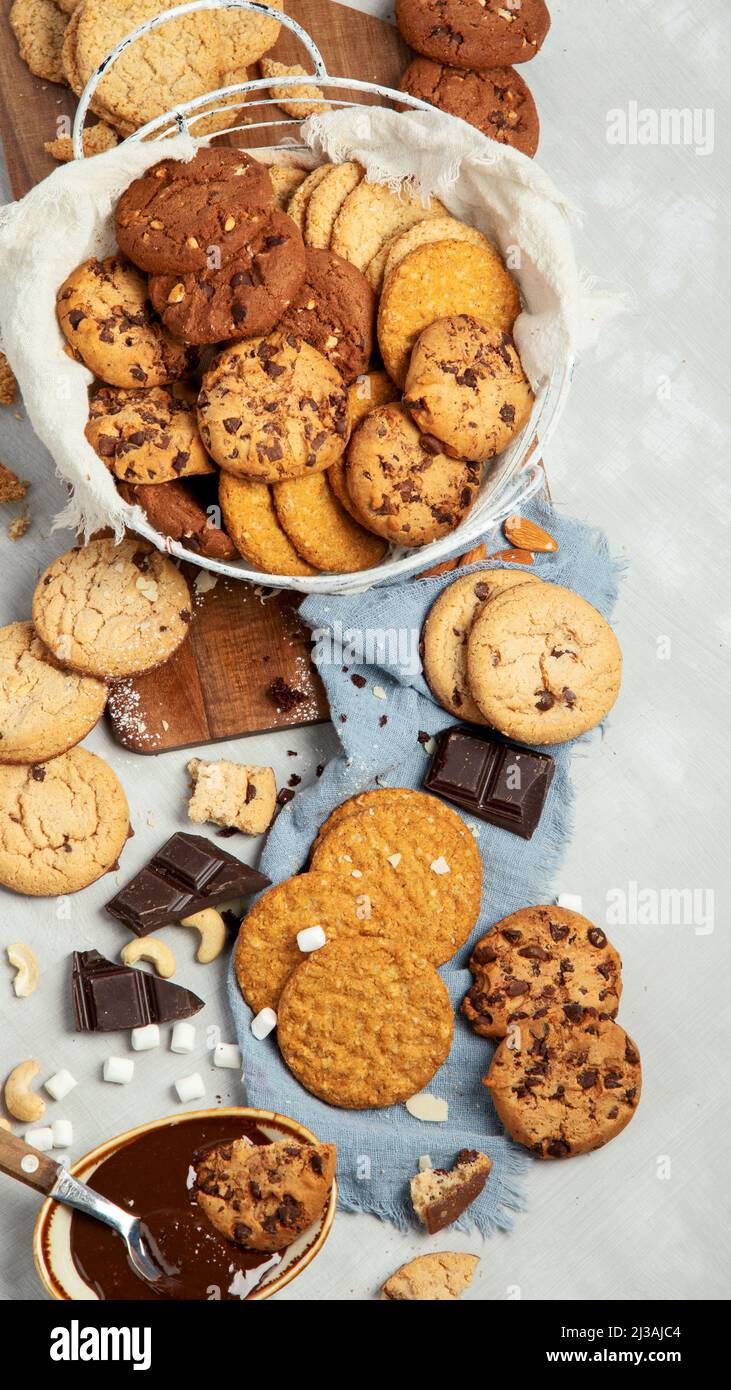 Cookies assortment on light background. Homemade desserts. Celebration ...