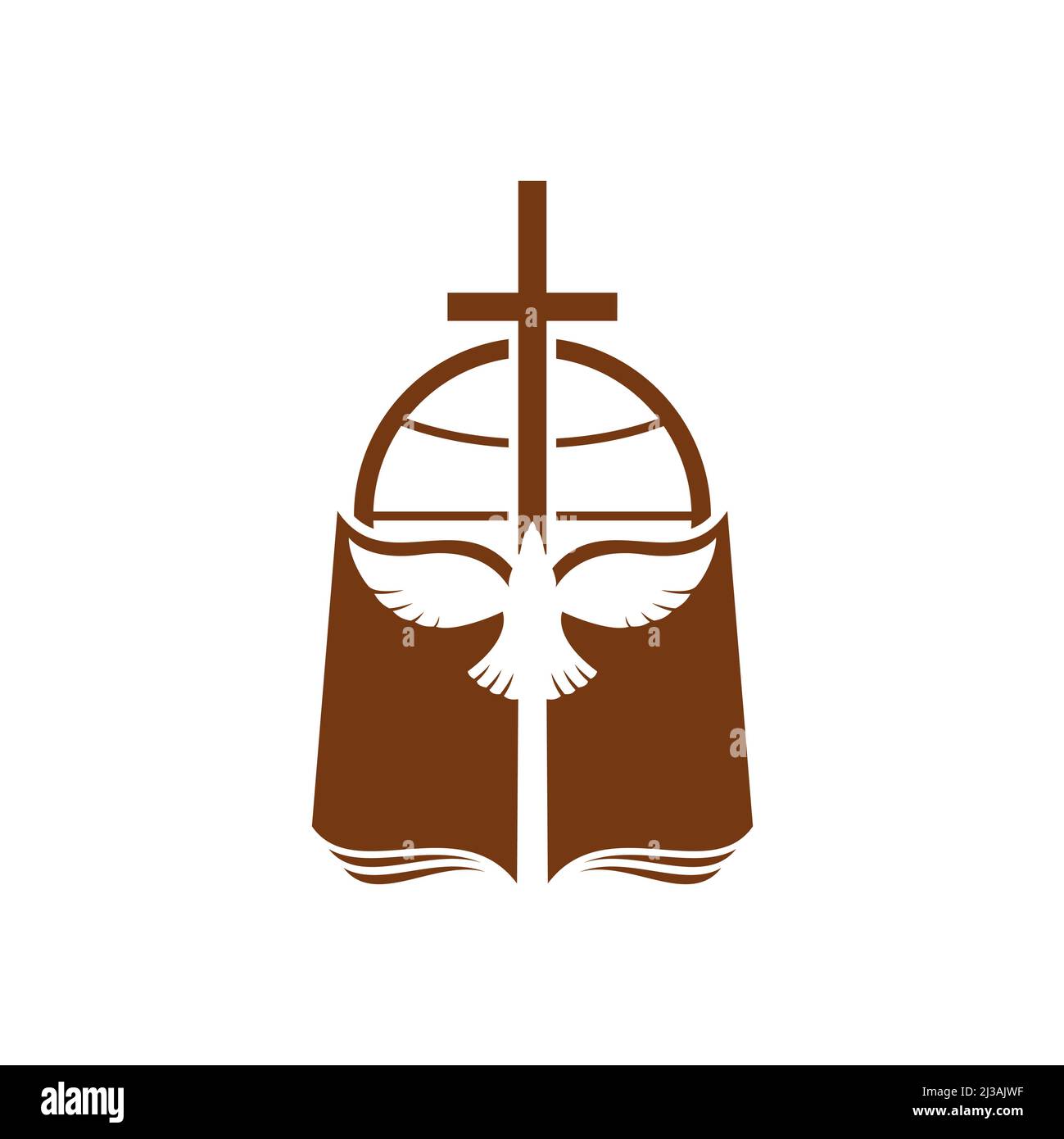 Christianity religion vector icon with cross, white dove and Bible ...