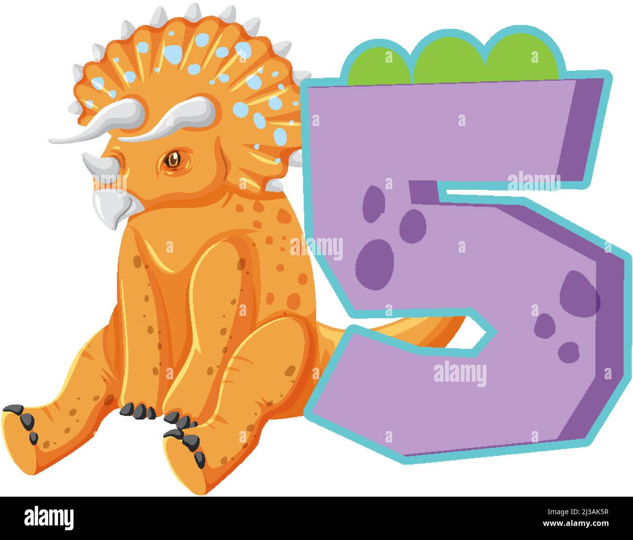 A dinosaur with number five cartoon illustration Stock Vector Image ...