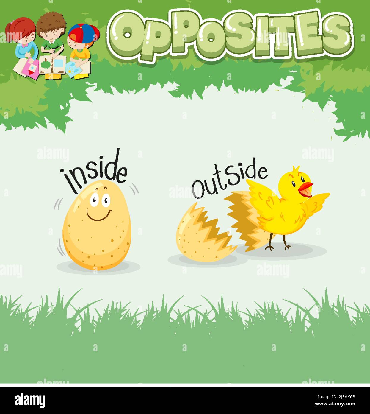 Opposite words for inside and outside illustration Stock Vector Image ...