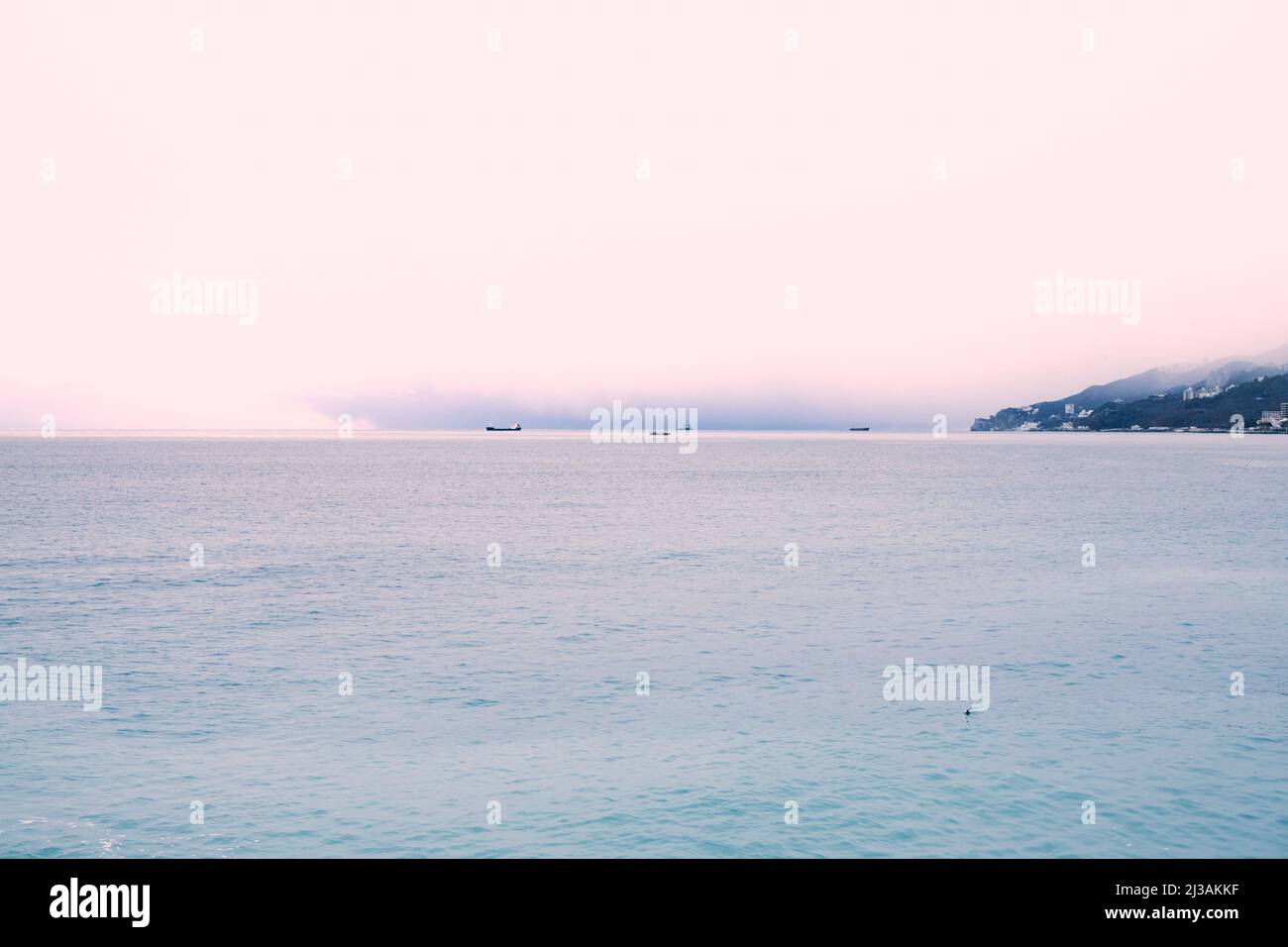 Winter landscape, sea and waves. Russia, the Black Sea. Front view ...