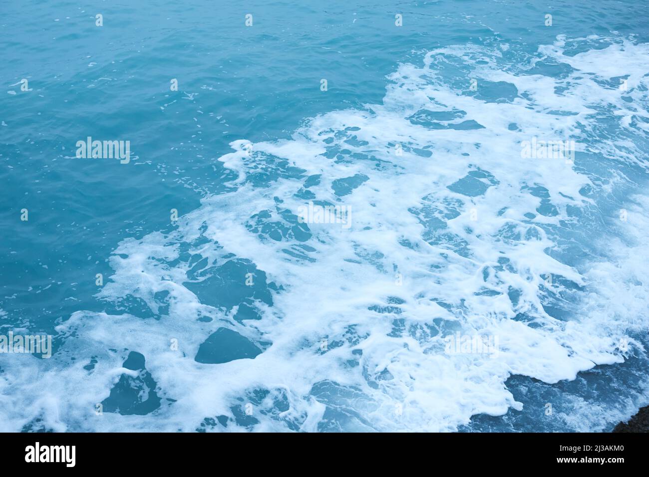 Winter landscape, sea and waves. Russia, the Black Sea. Front view ...