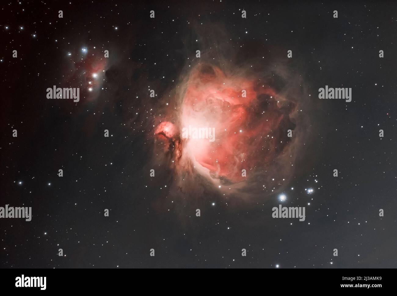 Diffuse Emission Nebula M42, Orion Nebula, Messier 42, in the constellation Orion with molecular ...