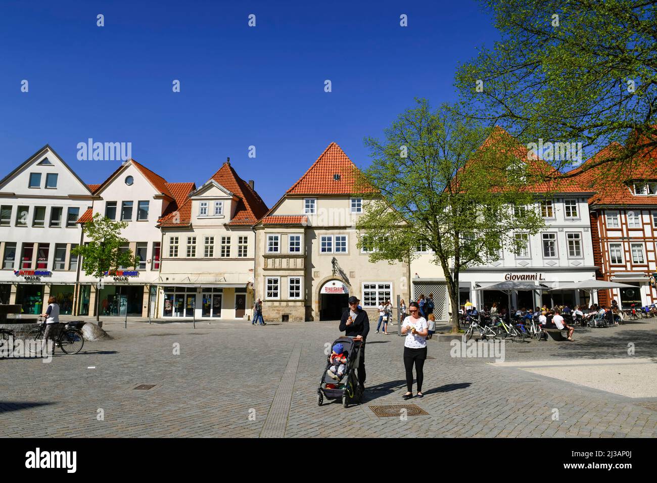 Old buildings, Pferdemarkt, Old Town, Hamelin, Lower Saxony, Germany ...
