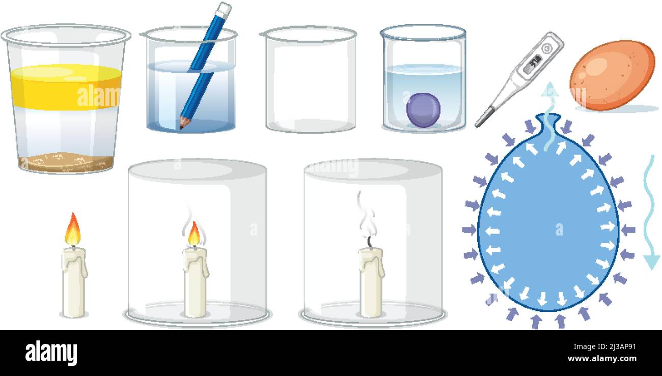 Science experiment objects with balloons illustration Stock Vector ...