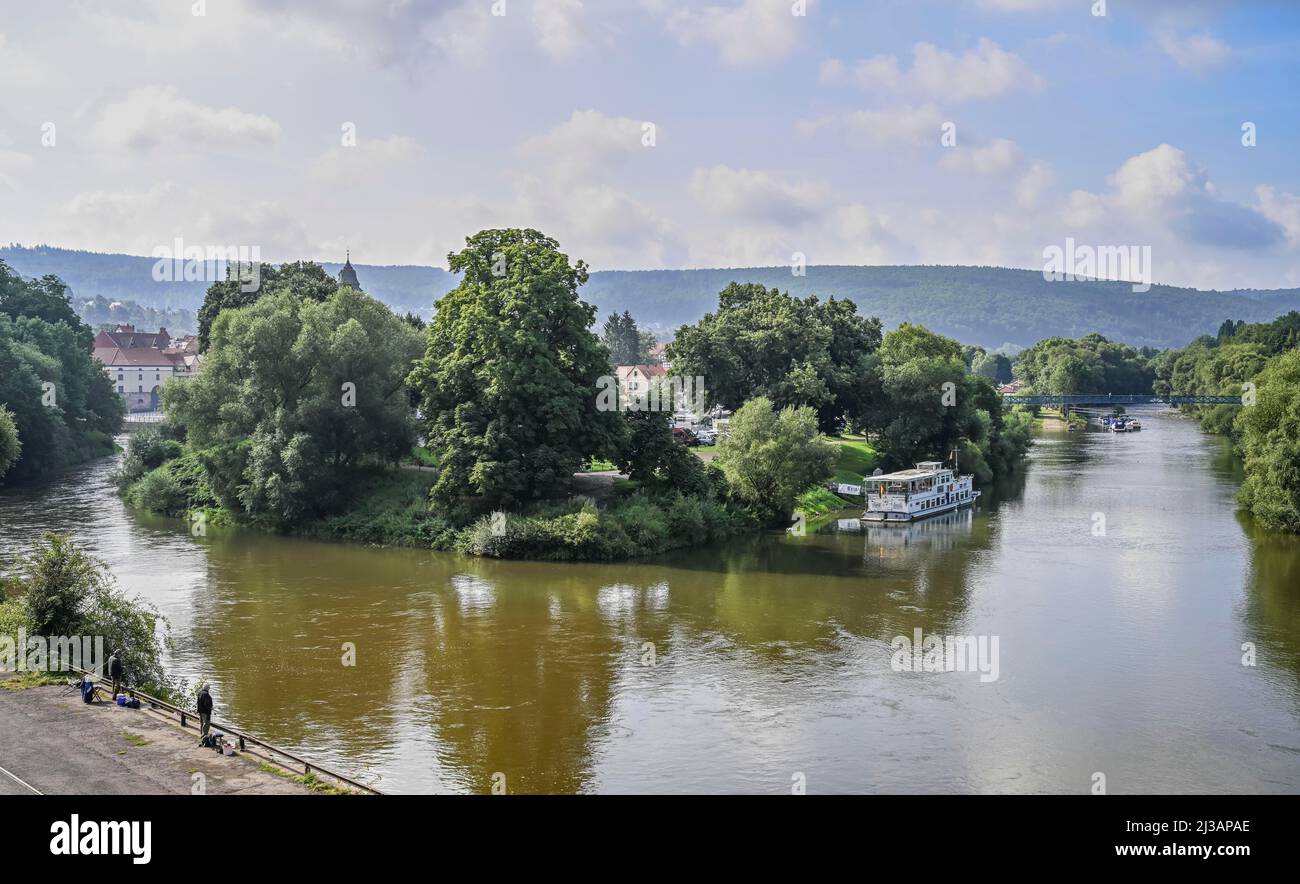 Confluence of Werra and Fulda to form the Weser, Hannoversch Muenden ...