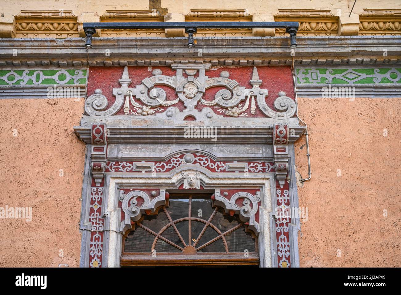 Gable of a door in the castle courtyard, Bevern Castle, Lower Saxony ...