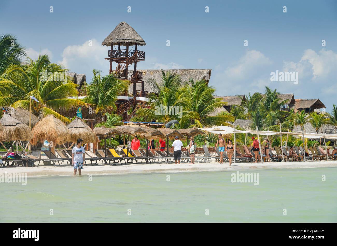 Sandy beach beach, hotel complex, Isla Holbox, Quintana Roo, Mexico ...